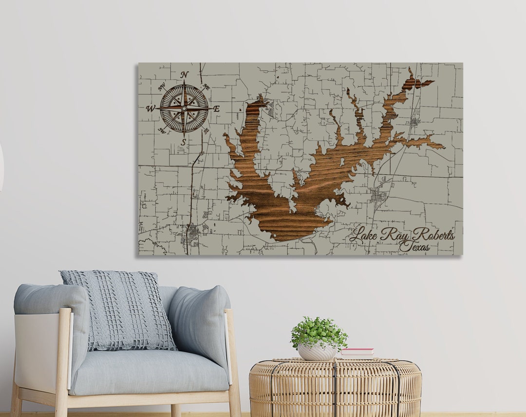 Lake Ray Roberts, Texas Street Map | Wood Wall Decor |home Decor | Wood ...