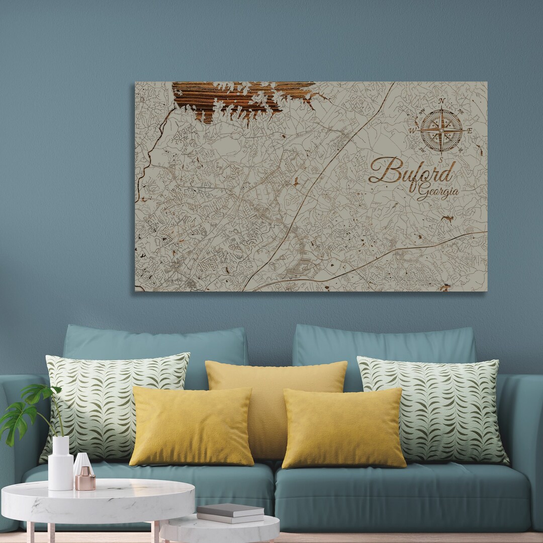 Buford, Georgia Street Map | Wood Wall Art | Wood Wall Map | Wood ...
