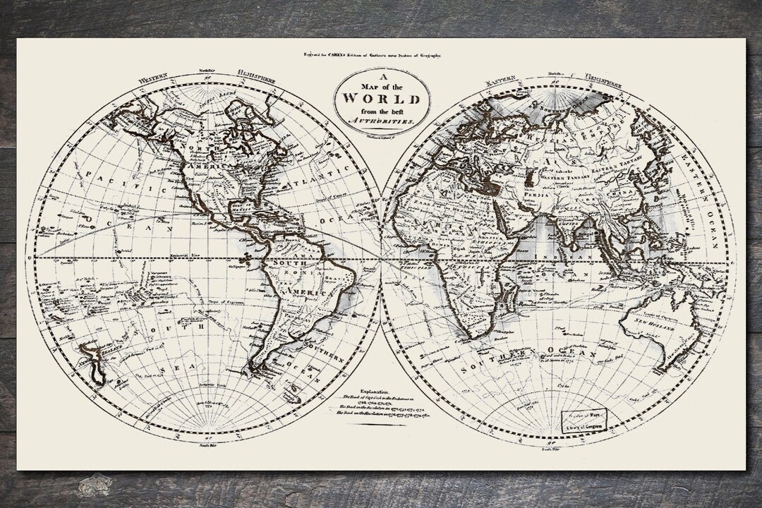 1795 World Map Wood Engraved Wall Art - Etsy