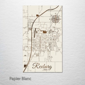 Idaho: Rexburg Street Map; Wood Engraved Maps, Wall Art| Wood Wall ...