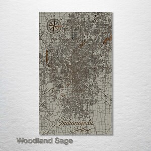 Indianapolis, Indiana Street Map | Wood Engraved Maps | Wall Art | Wood ...