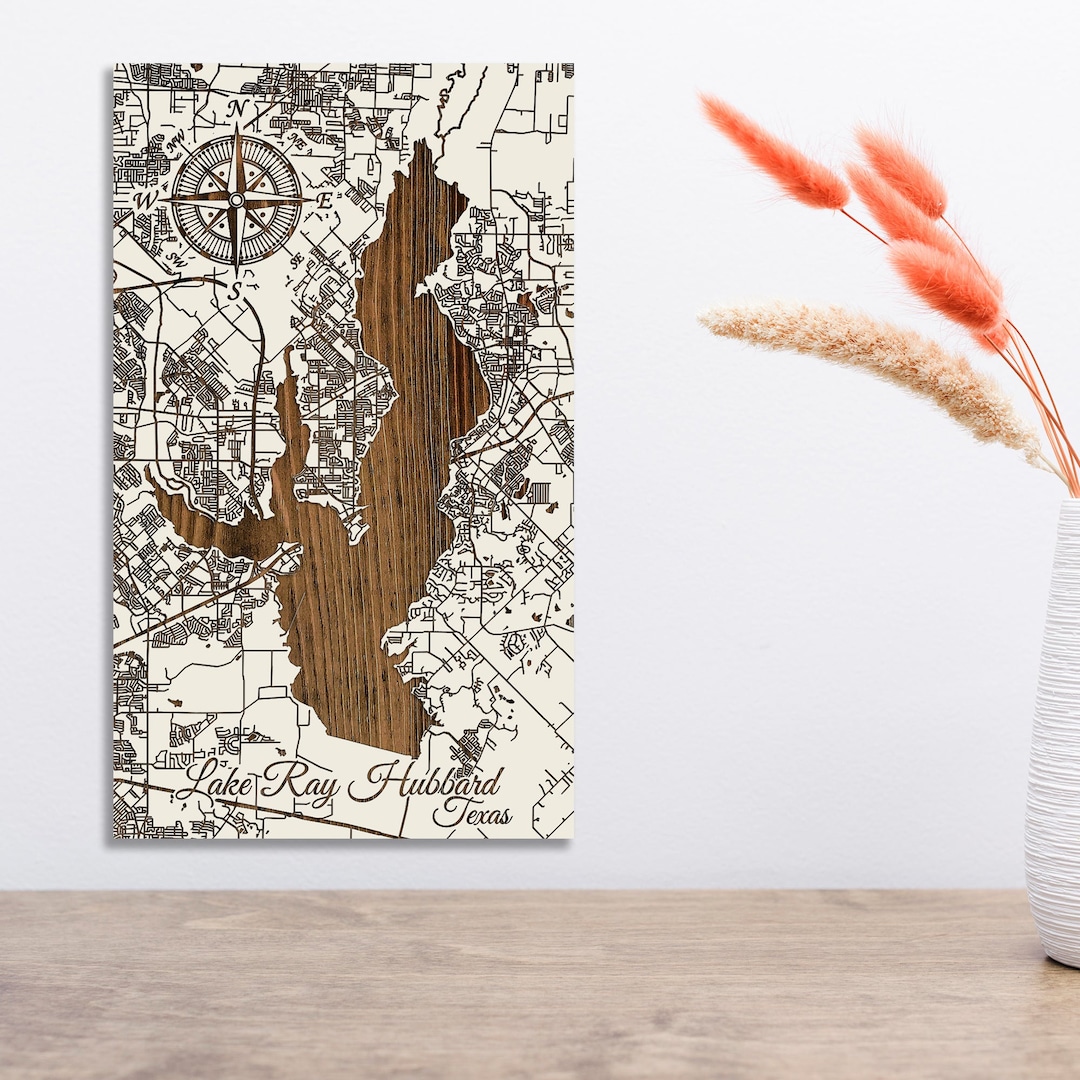 Lake Ray Hubbard, Texas Street Map Art | Home Decor | Wood Wall Map ...