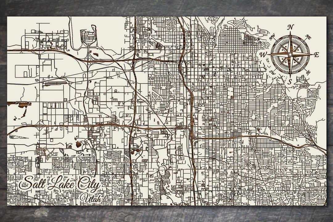 Salt Lake City, Utah Street Map | Wood Wall Art | Wood Wall Map | Wood ...