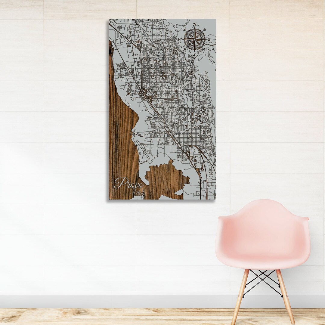 Provo, Utah Street Map | Wood Wall Art | Wood Wall Map | Wood Engraved ...