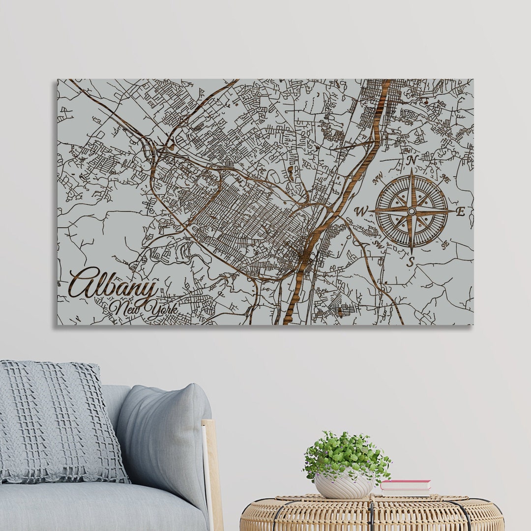 Albany, New York Street Map | Wood Wall Art | Wood Wall Map | Wood ...