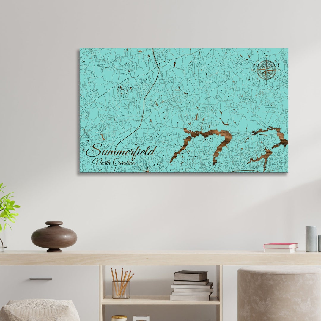 Summerfield, North Carolina Street Map: Engraved Wood Wall Art - Etsy