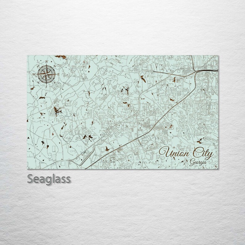 Union City Georgia Street Map: Wood Engraved Wall Art - Etsy