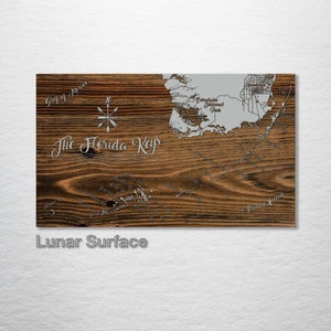 Florida Keys, Florida Whimsical Map; Wood Engraved Maps | Wall Art ...