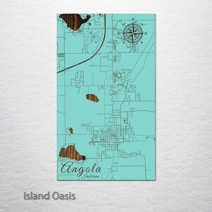 Angola Indiana Street Map Wood Engraved Map Wall Art - Etsy