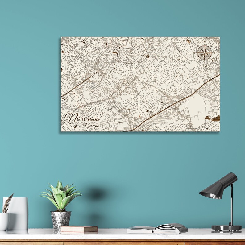 Norcross Georgia Street Map: Wood Engraved Wall Art - Etsy
