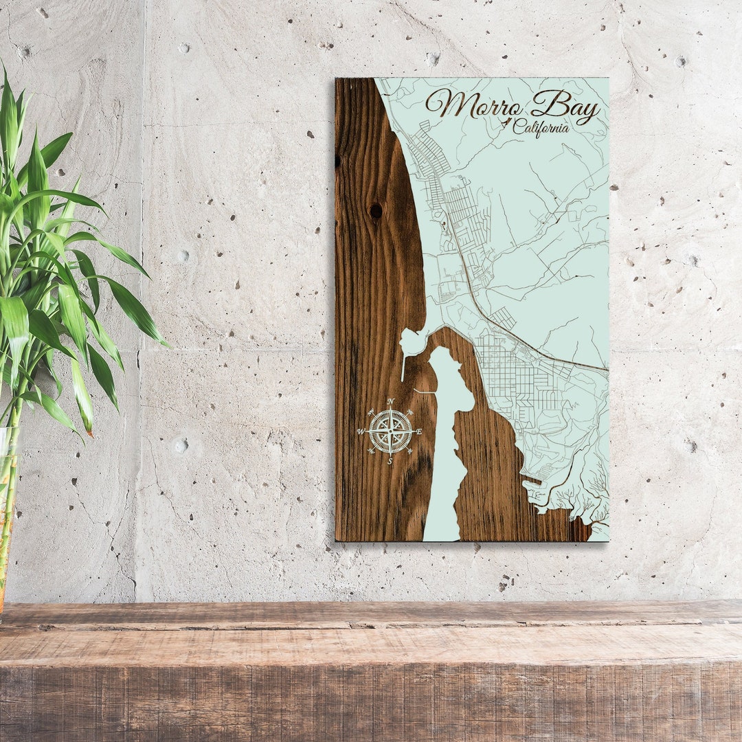 Morro Bay, California Street Map | Wood Engraved Maps, Wall Art| Wood ...