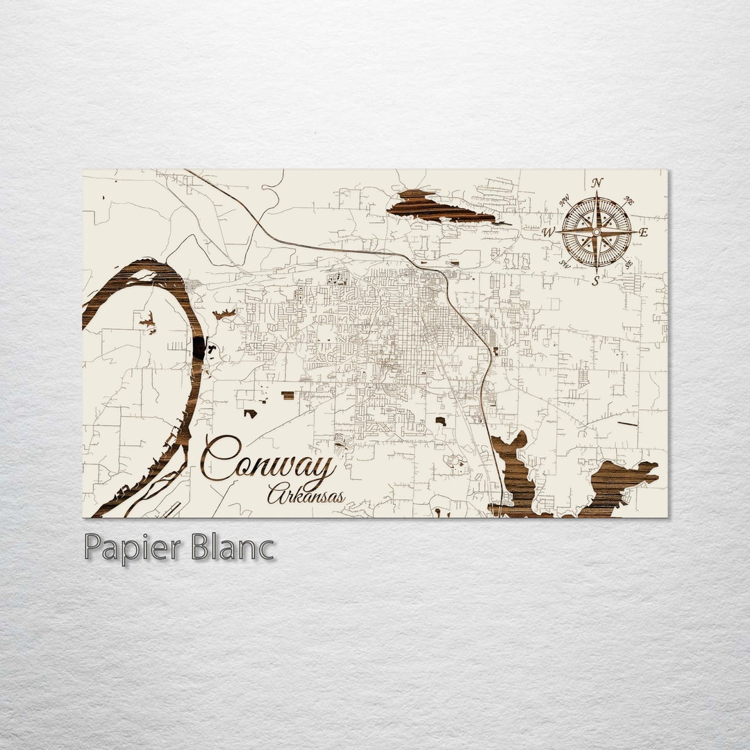 Conway Arkansas Street Map: Wood Engraved Wall Art - Etsy