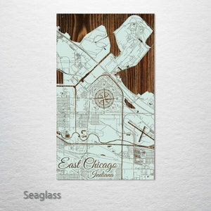 East Chicago Indiana Street Map: Wood Engraved Wall Art - Etsy