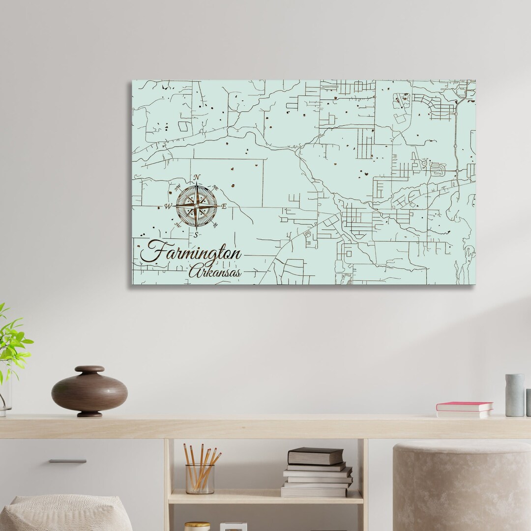Farmington Arkansas Street Map: Wood Engraved Wall Art - Etsy