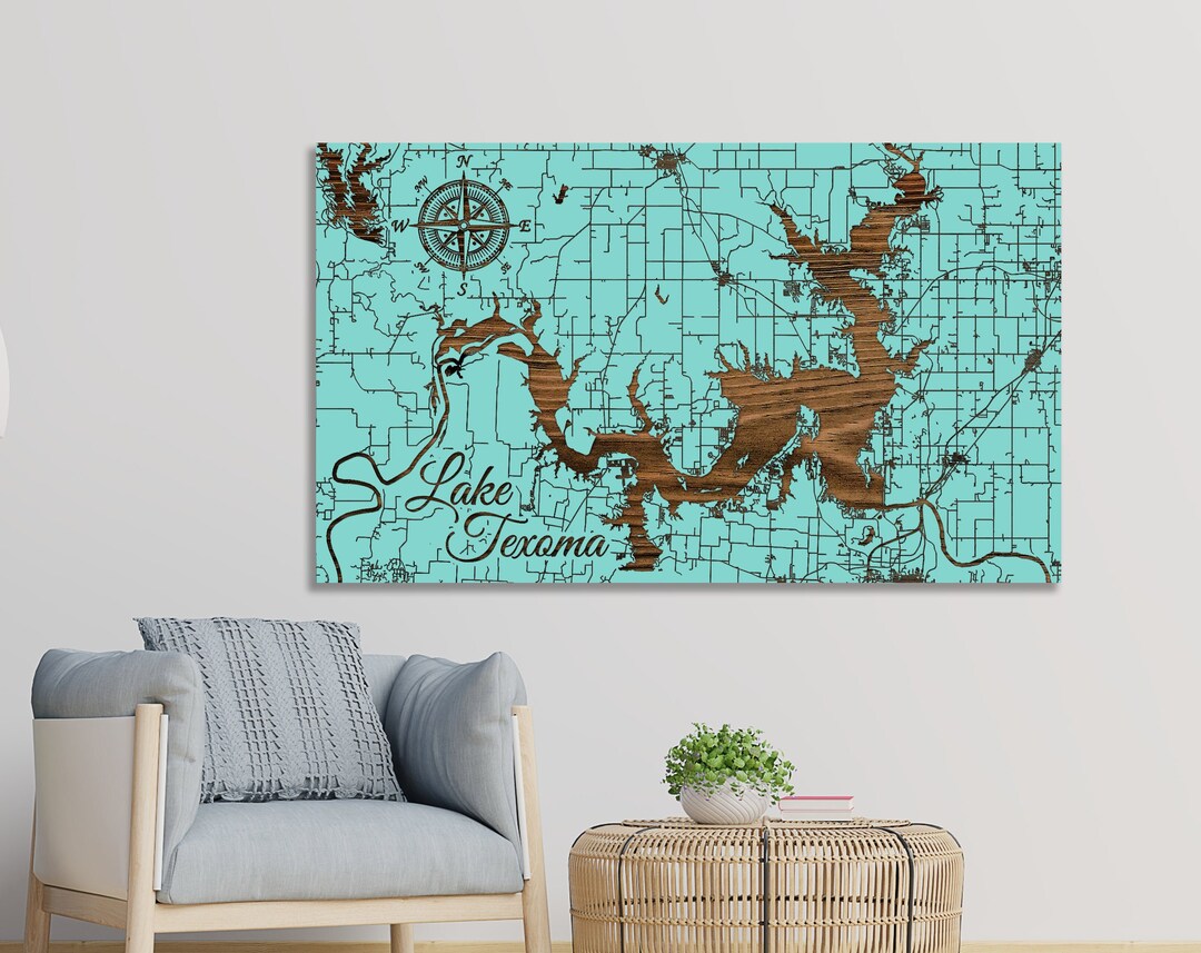 Lake Texoma, Texas Street Map | Wood Wall Decor | Home Decor | Wood ...