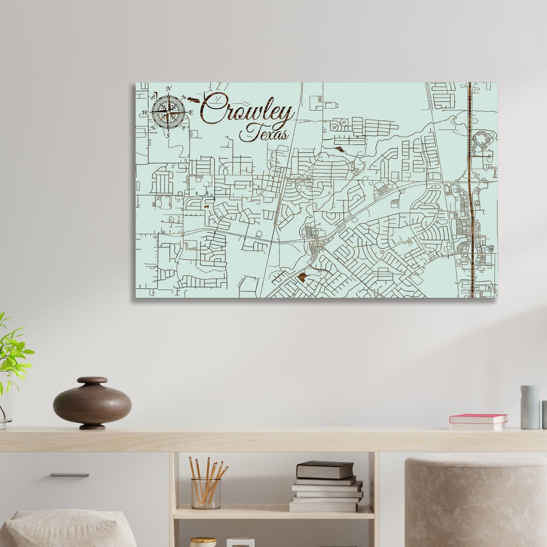 Texas: Crowley Street Map| Wood Wall Decor - Etsy