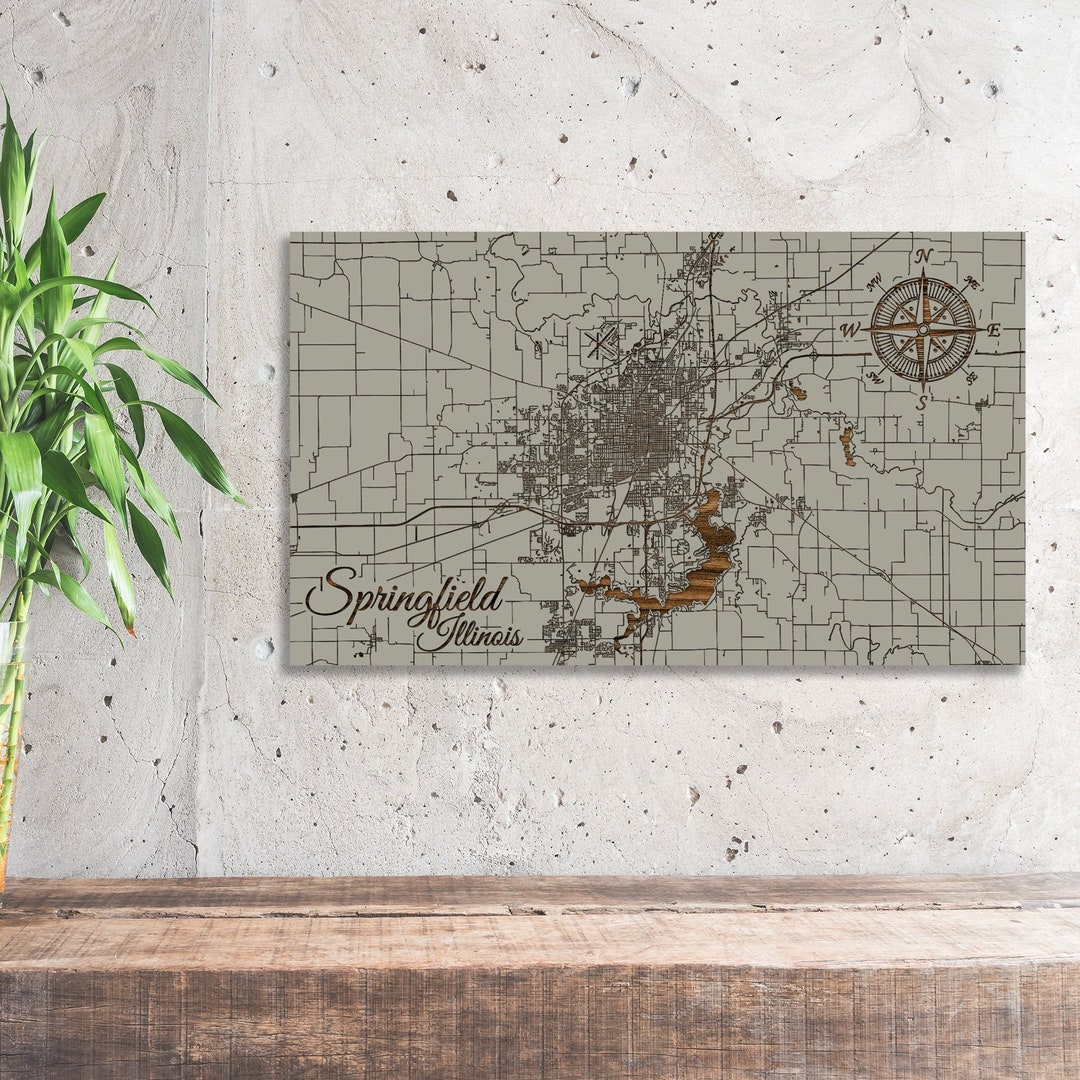 Springfield, Illinois Street Map | Wood Wall Art | Wood Wall Map | Wood ...