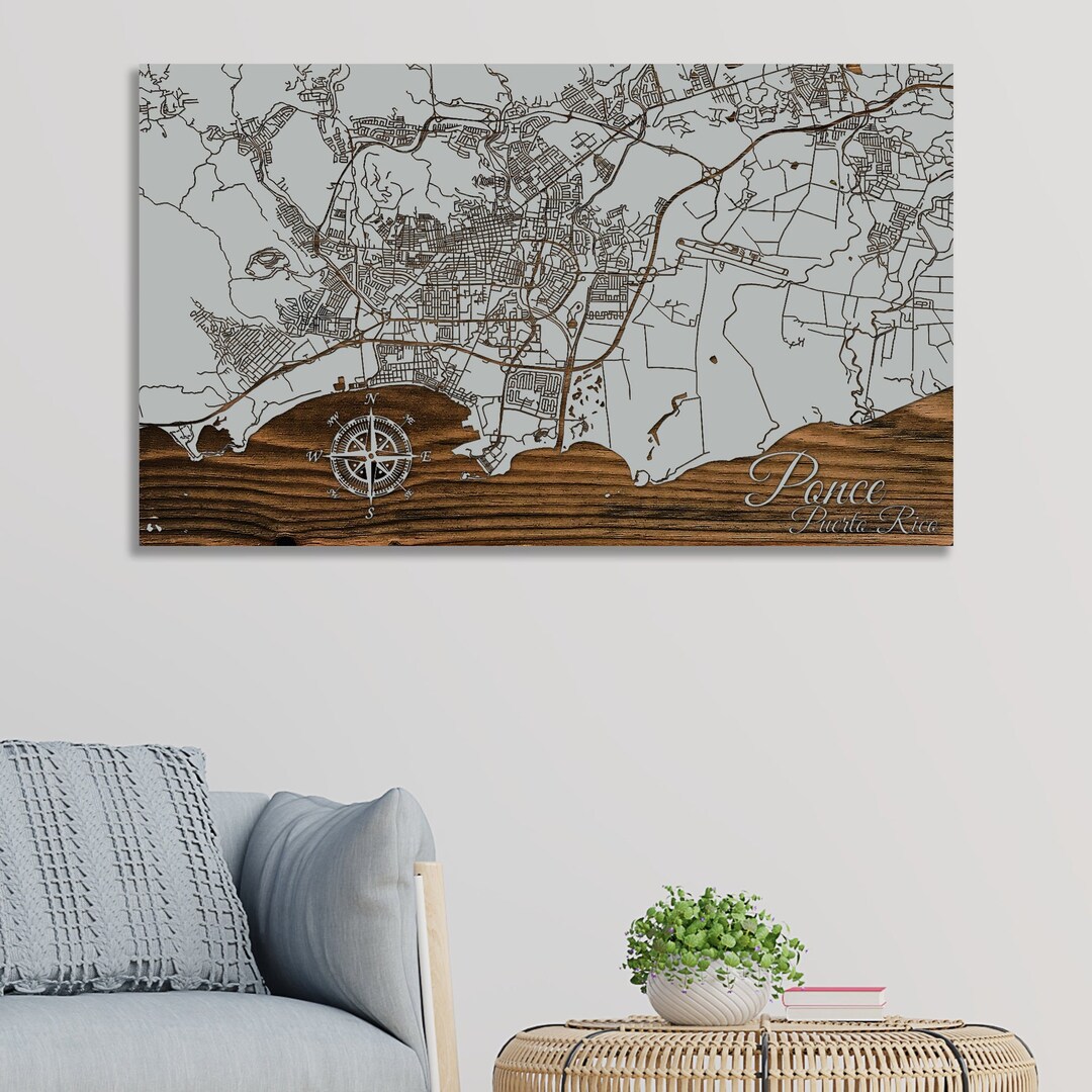Puerto Rico: Ponce Street Map| Wood Wall Decor - Etsy