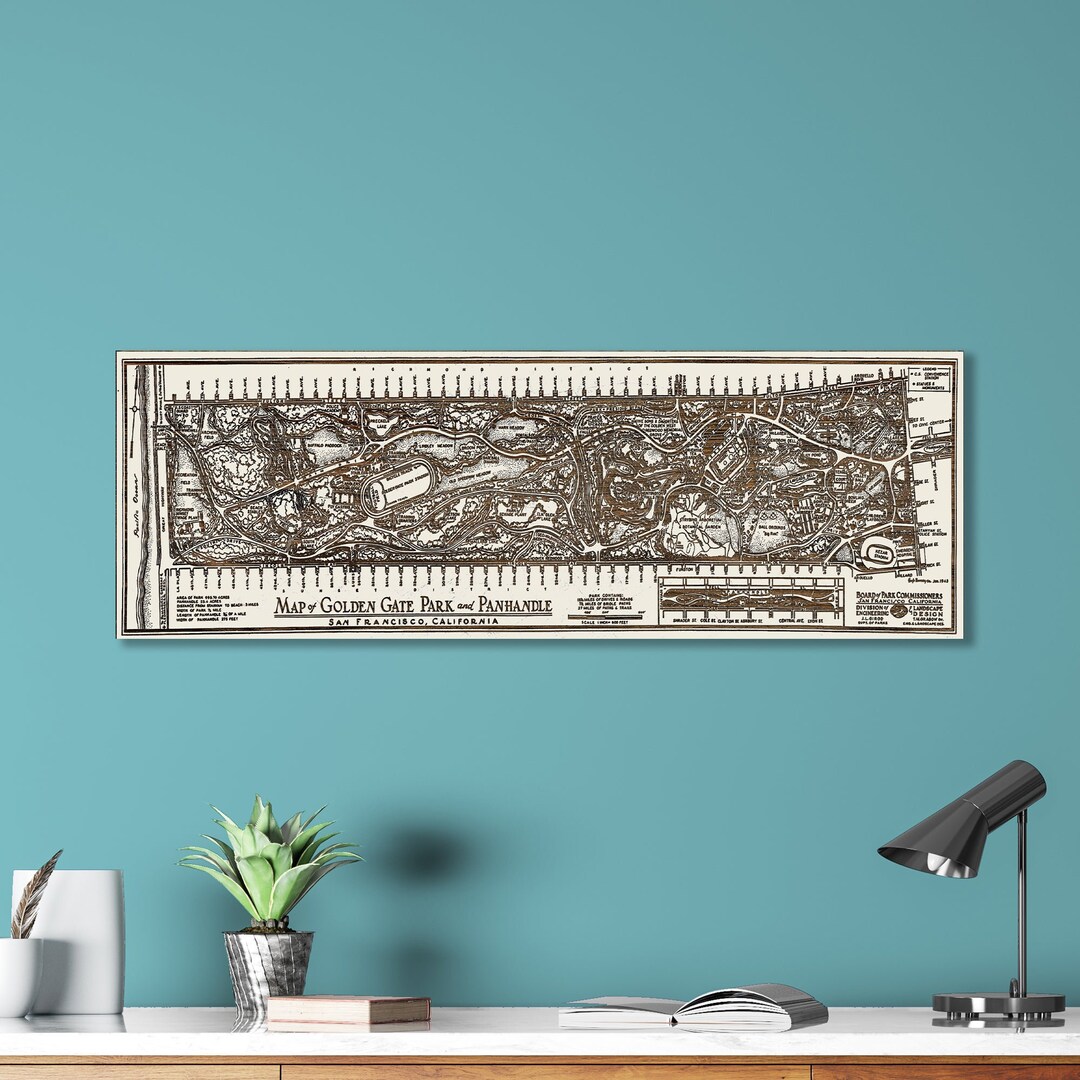 1940 Golden Gate Park Map | Wood Engraved Maps, Wall Art| Wood Wall ...