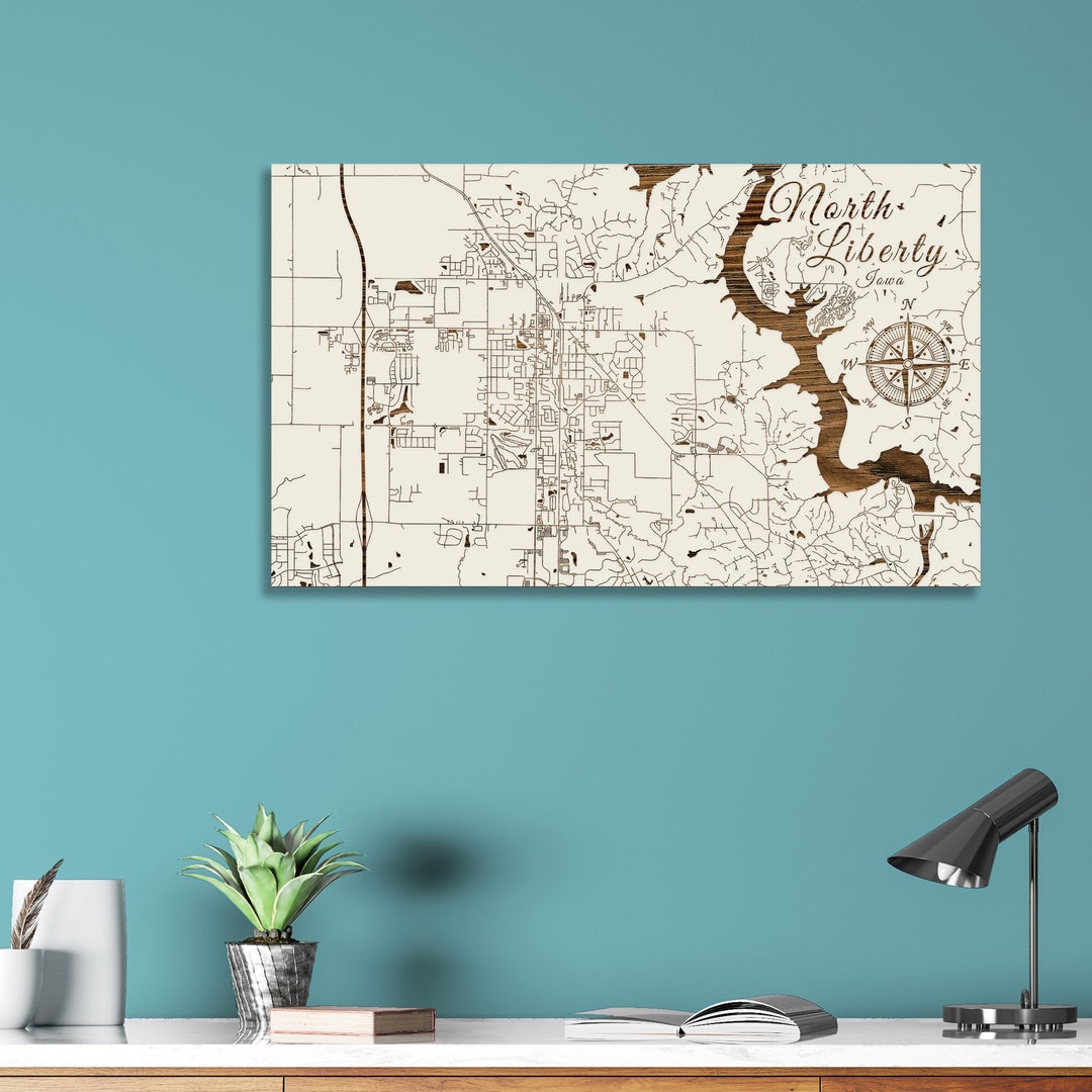 North Liberty, Iowa Street Map | Wood Wall Art | Wood Wall Map | Wood ...