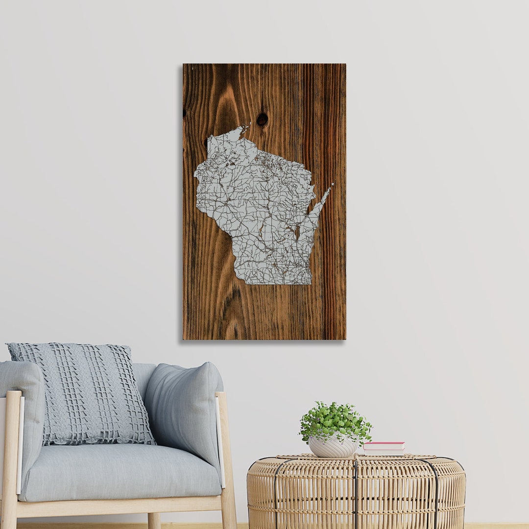 Wisconsin: Isolated Map| Wood Wall Decor - Etsy