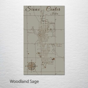 Sioux Center, Iowa Street Map | Wood Wall Art | Wood Wall Map | Wood ...