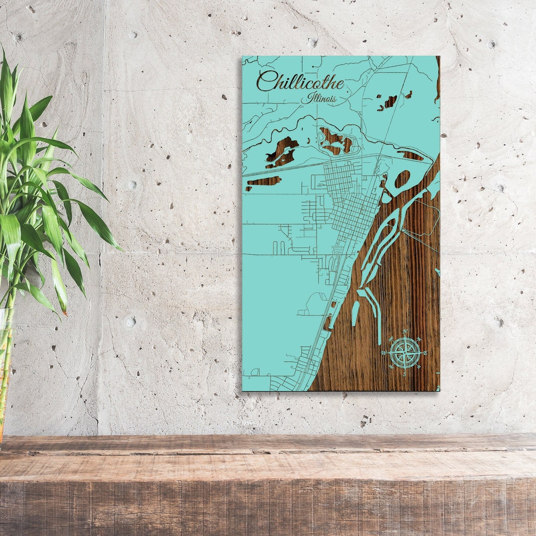 Chillicothe Illinois Street Map: Wood Engraved Wall Art - Etsy