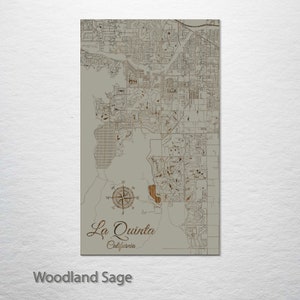 La Quinta, California Street Map Wood Engraved Maps, Wall Art Wood Wall ...