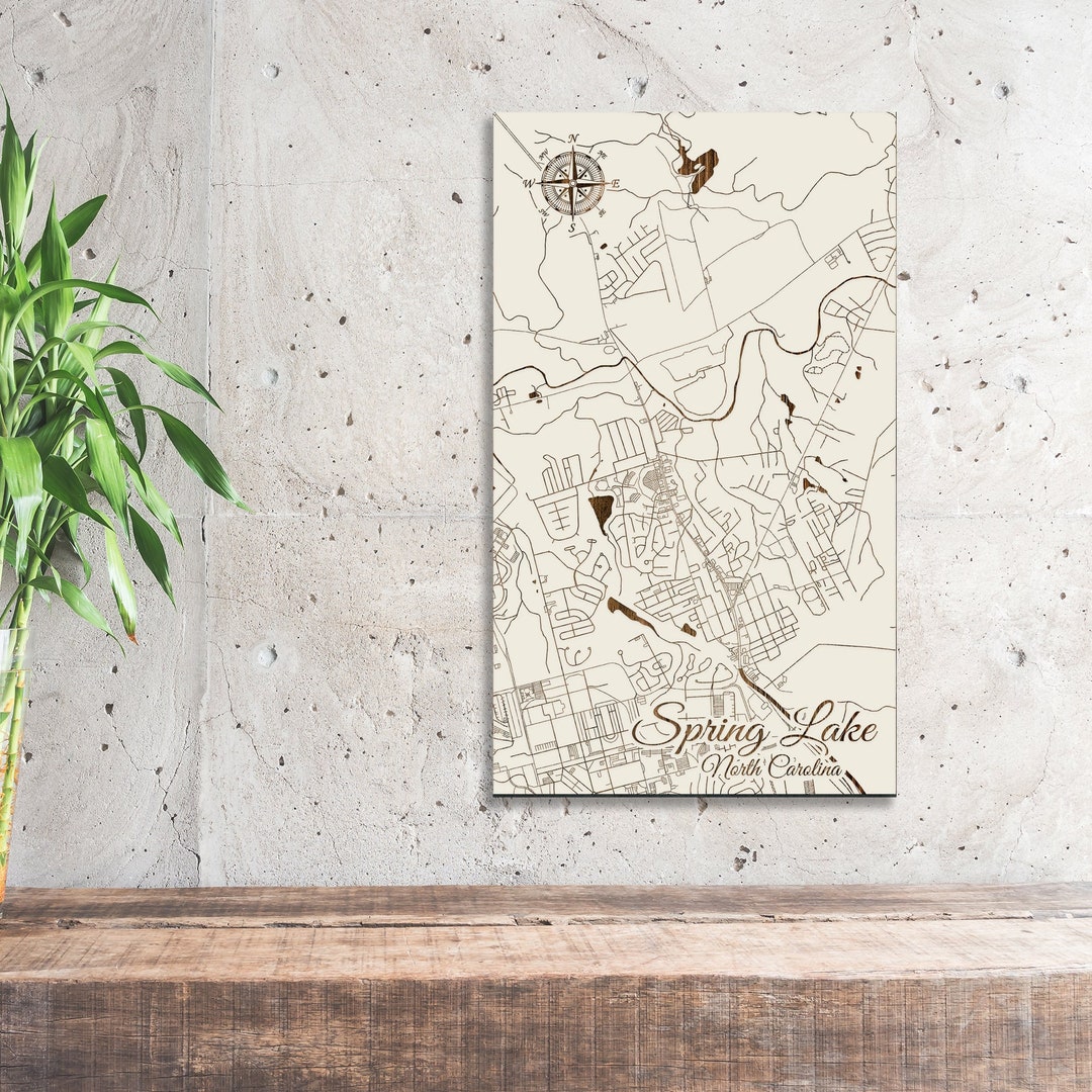 Spring Lake, North Carolina Street Map: Engraved Wood Wall Art - Etsy