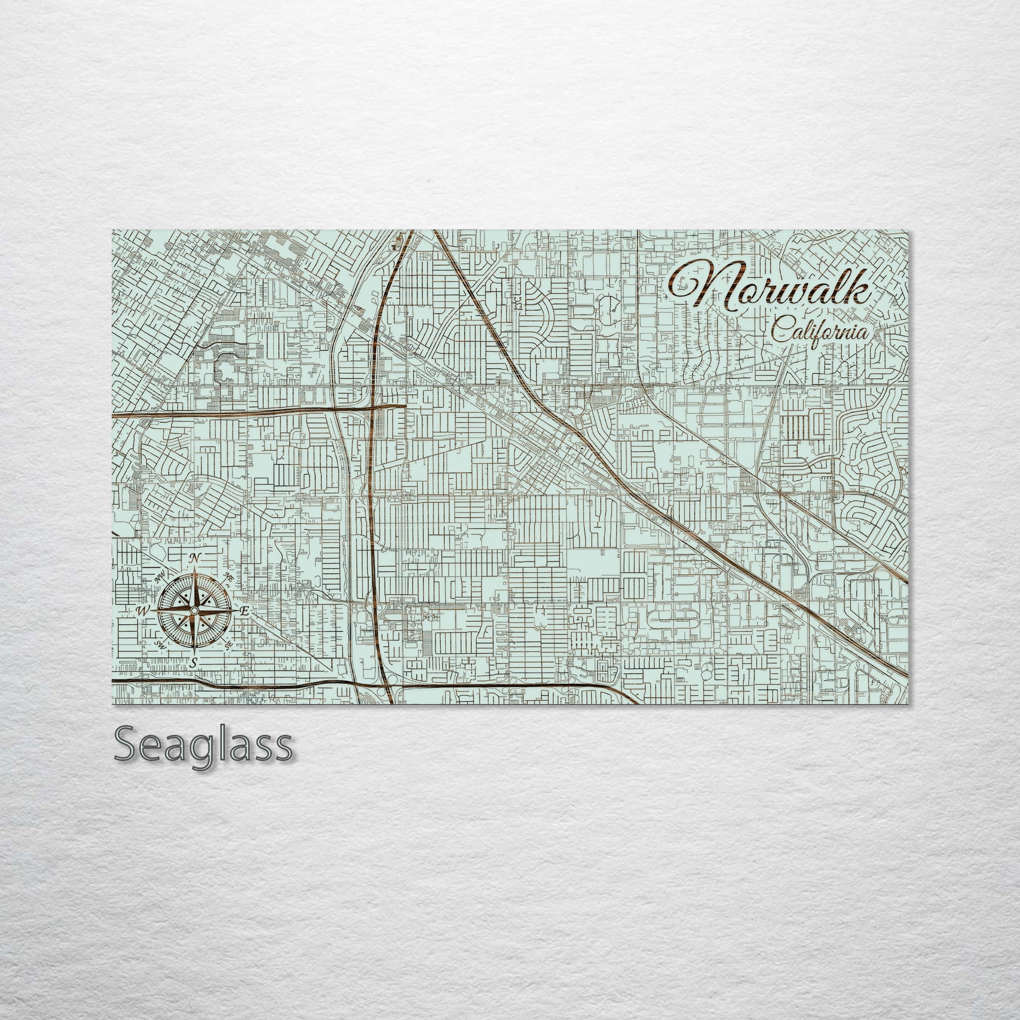 California: Norwalk Street Map Wood Engraved Maps Wall Art - Etsy