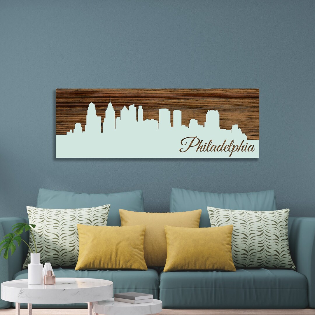 Philadelphia, Pennsylvania Panoramic Skyline | Panoramic Wood Art ...