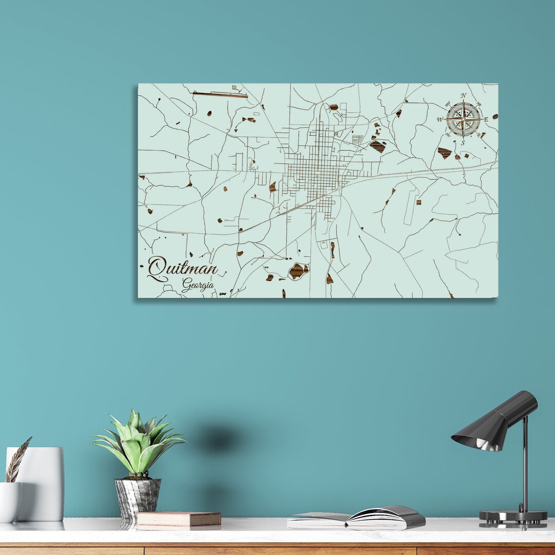 Quitman Georgia Street Map: Wood Engraved Wall Art - Etsy
