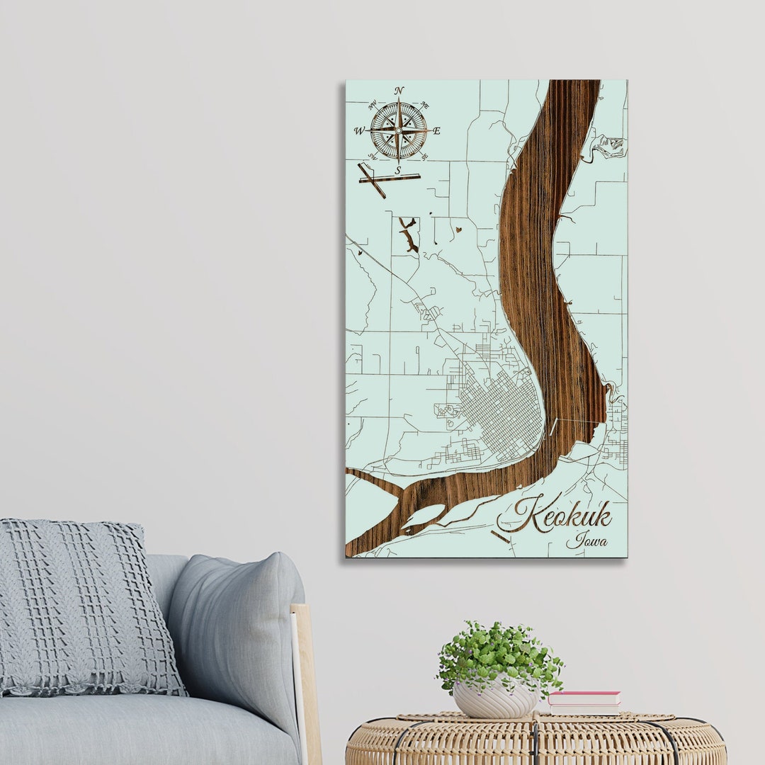 Keokuk, Iowa Street Map Art | Wood Wall Art | Wood Wall Map | Wood ...