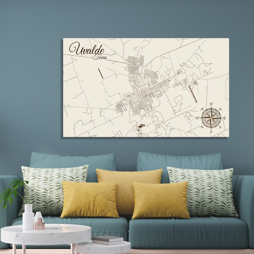 Uvalde, Texas Street Map| Wood Wall Decor | Home Decor | Wood Wall Map ...
