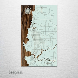 Fort Bragg, California Street Map Wood Engraved Maps Wall Art Wood Wall ...