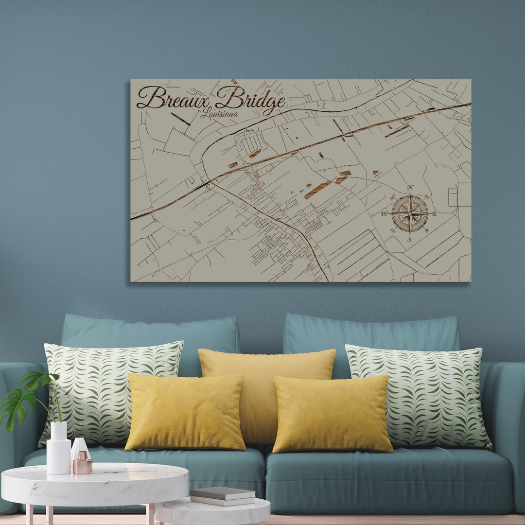 Louisiana: Breaux Bridge Street Map| Wood Wall Decor - Etsy