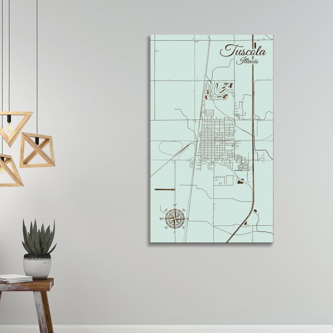 Tuscola, Illinois Street Map | Wood Engraved Maps, Wall Art| Wood Wall ...