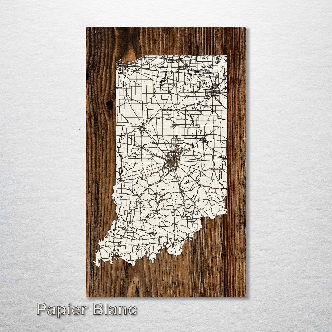 Indiana: State Map; Wood Engraved Maps, Wall Art| Wood Wall Decor - Etsy
