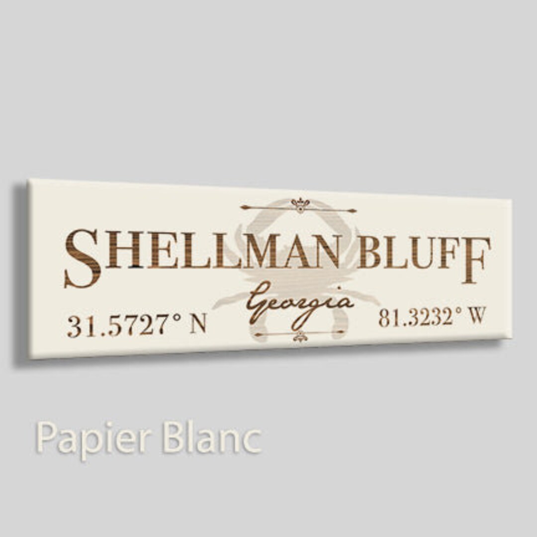 Georgia: Shellman Bluff Stick 12in X 3.75in Wood Engraved, Wall Art ...