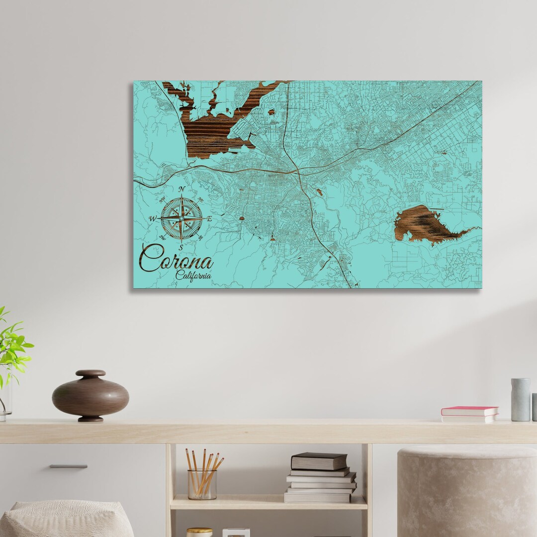 Corona, California Street Map | Wood Wall Art | Wood Wall Map | Wood ...