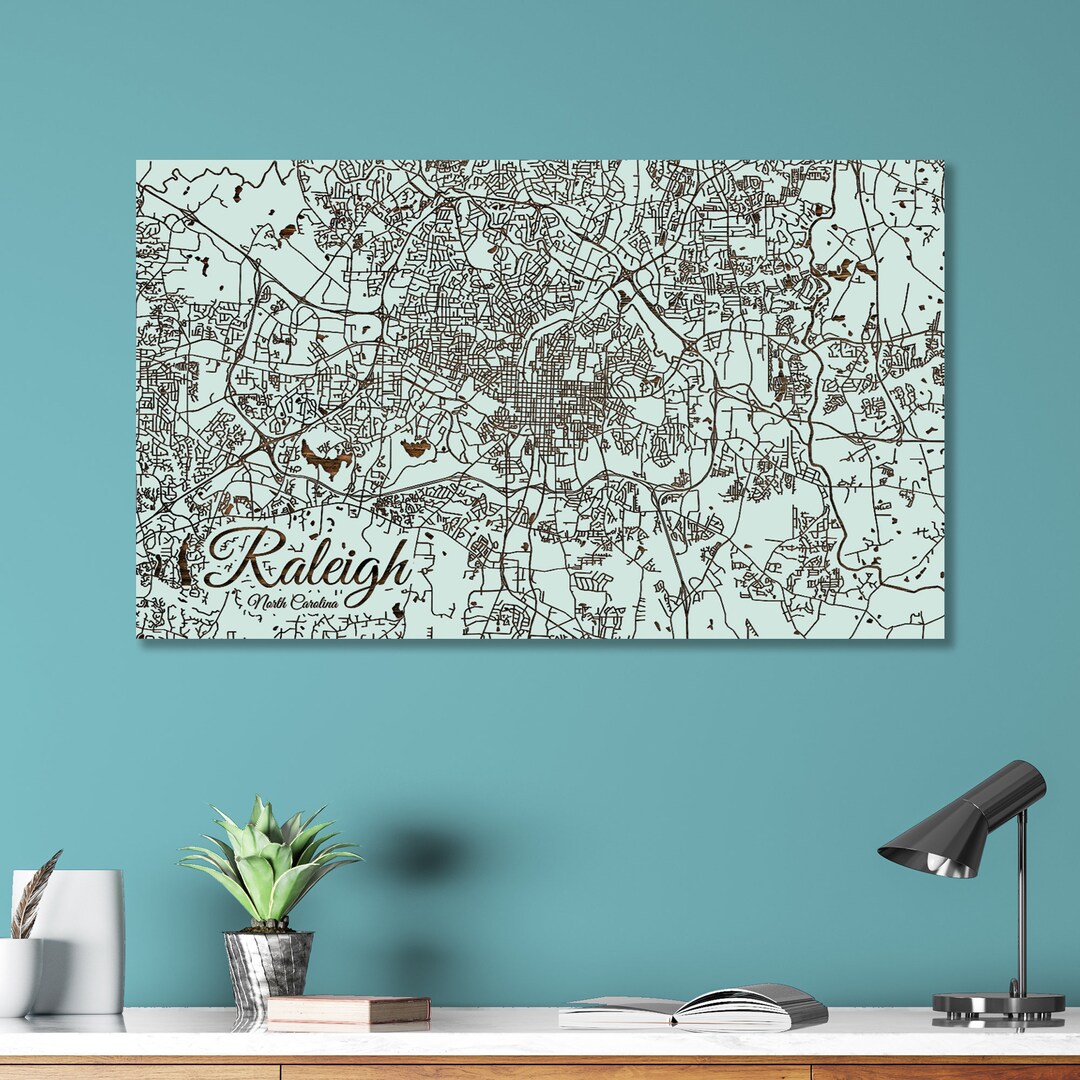 Raleigh, North Carolina Street Map | Wood Wall Art | Wood Wall Map ...