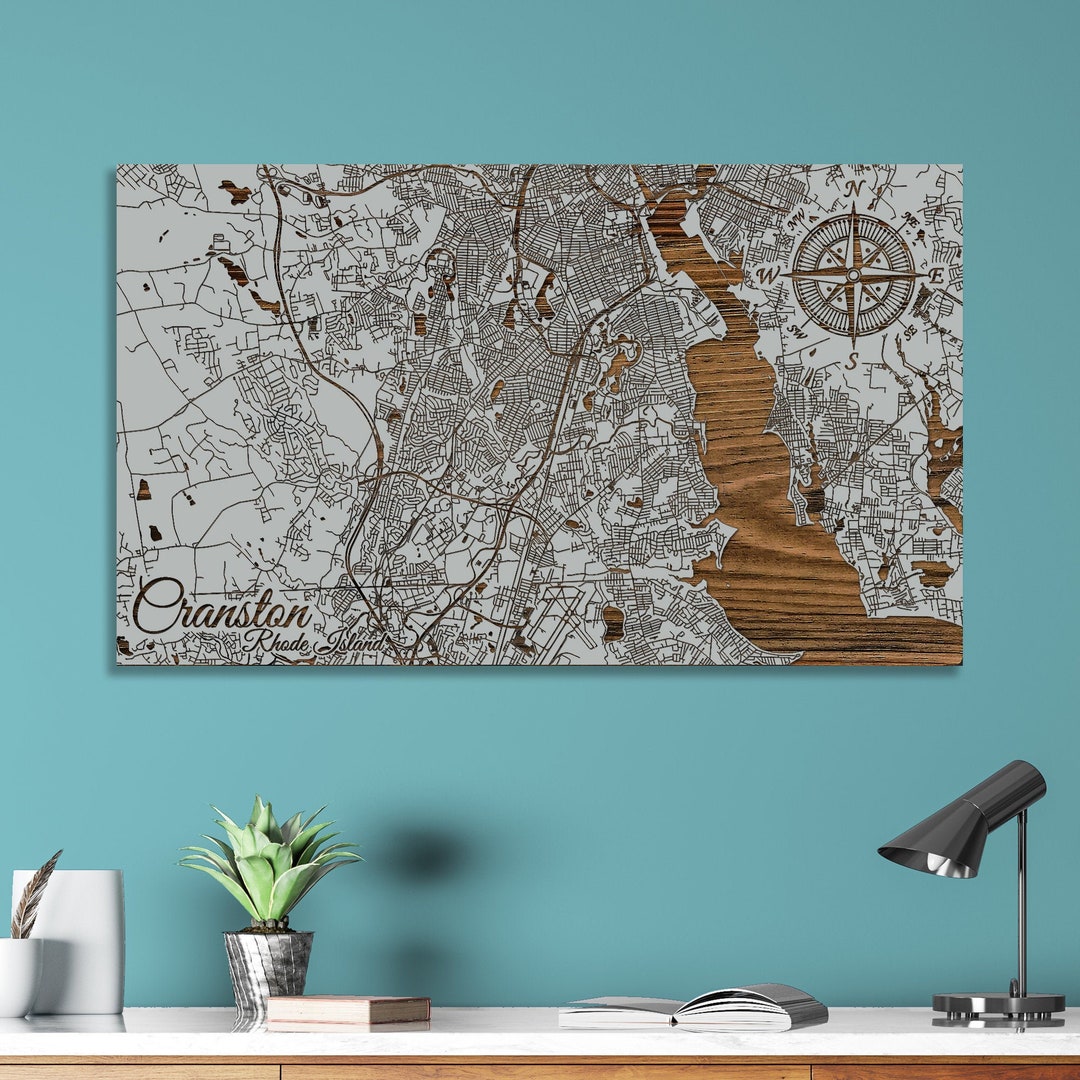 Rhode Island: Cranston Street Map| Wood Wall Decor - Etsy