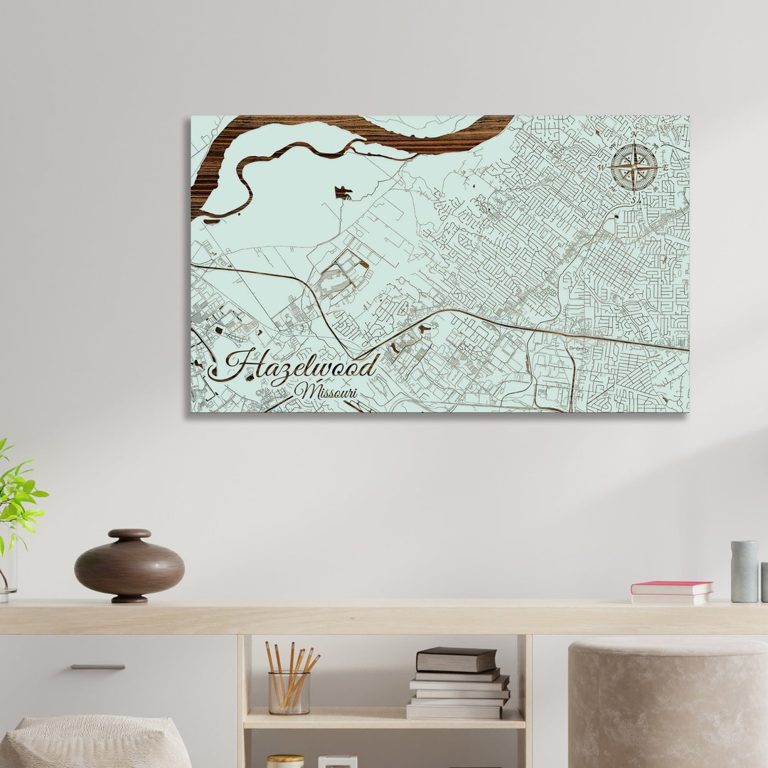 Missouri: Hazelwood Street Map| Wood Wall Decor - Etsy