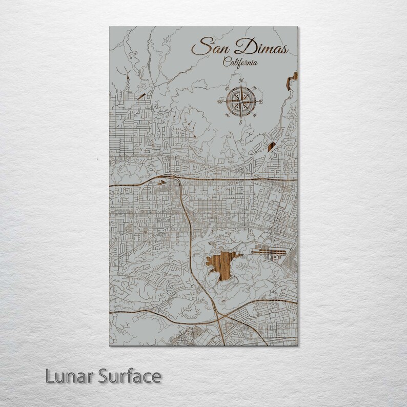 California: San Dimas Street Map Wood Engraved Maps Wall Art - Etsy