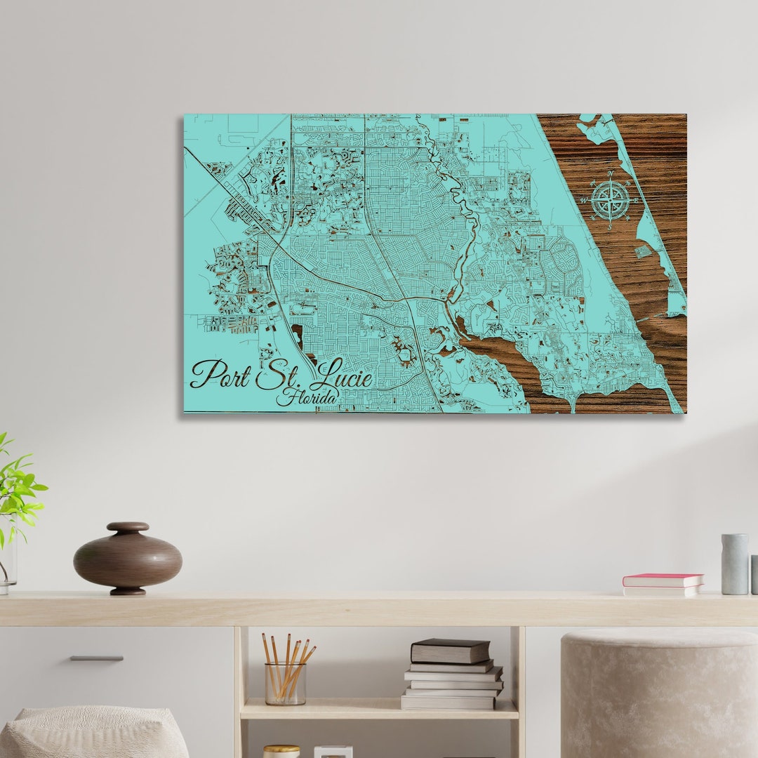 Port St. Lucie, Florida Street Map | Wood Wall Art | Wood Wall Map ...