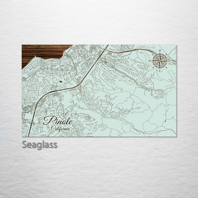 Pinole California Street Map: Wood Engraved Wall Art - Etsy
