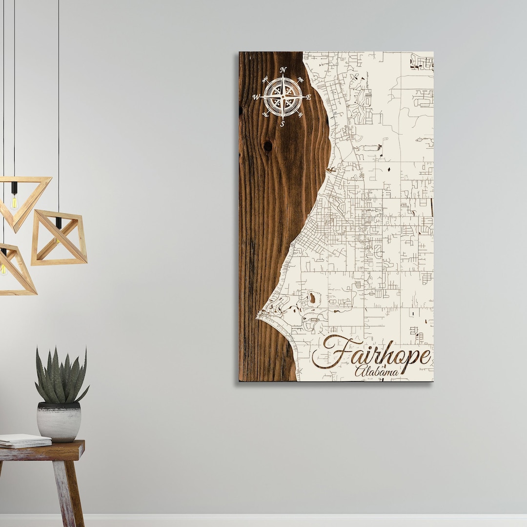 Fairhope Alabama Street Map: Wood Engraved Wall Art - Etsy