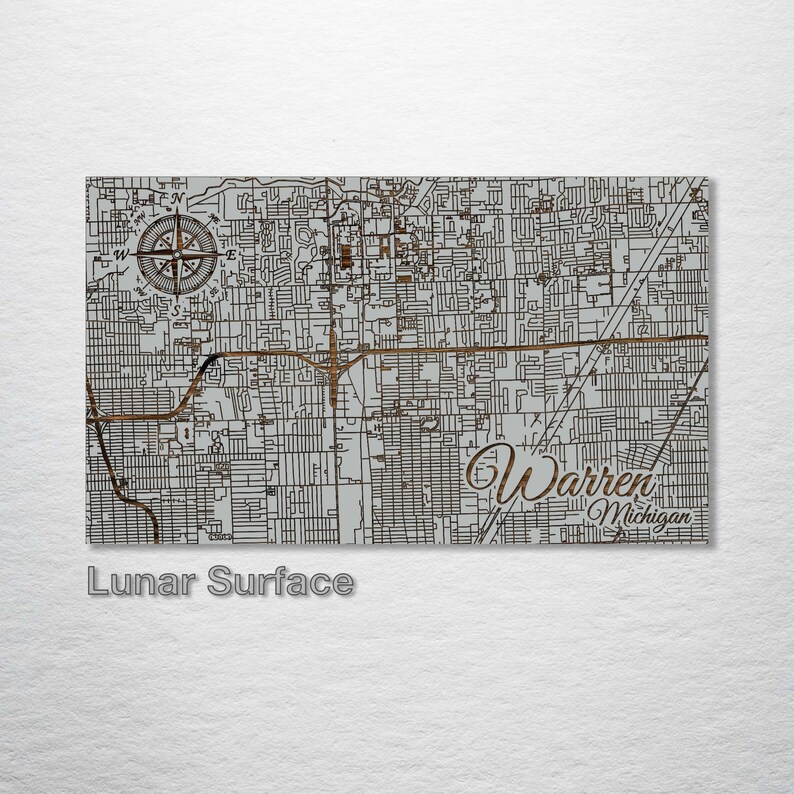Warren, Michigan Street Map | Wood Wall Art | Wood Wall Map | Wood ...