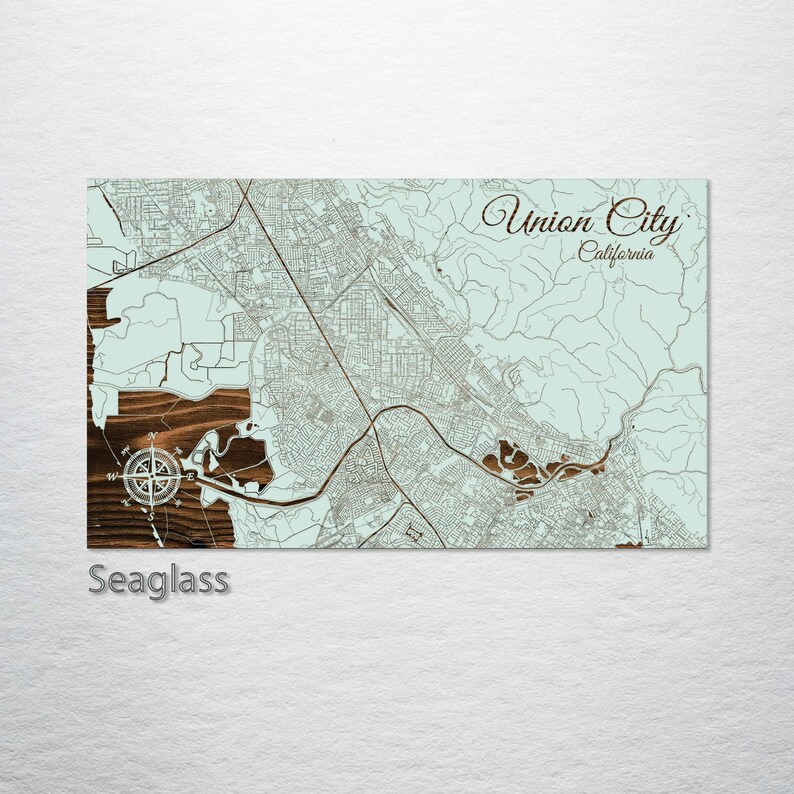 Union City California Street Map: Wood Engraved Wall Art - Etsy