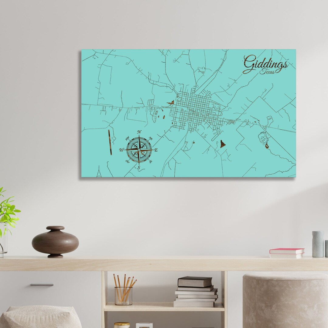 Texas: Giddings Street Map| Wood Wall Decor - Etsy